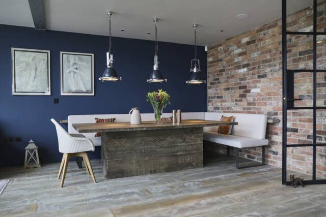 Rustic Dining Friskney Industrial Table - Farmhouse Kitchen With Chunky ...