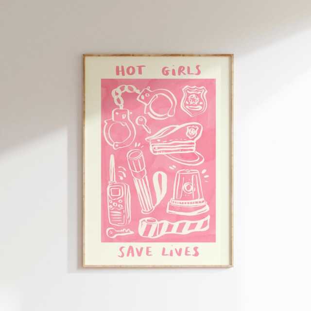 Hot Girls/Boys Save Lives Wall Print - Police Illustration Cops Poster ...