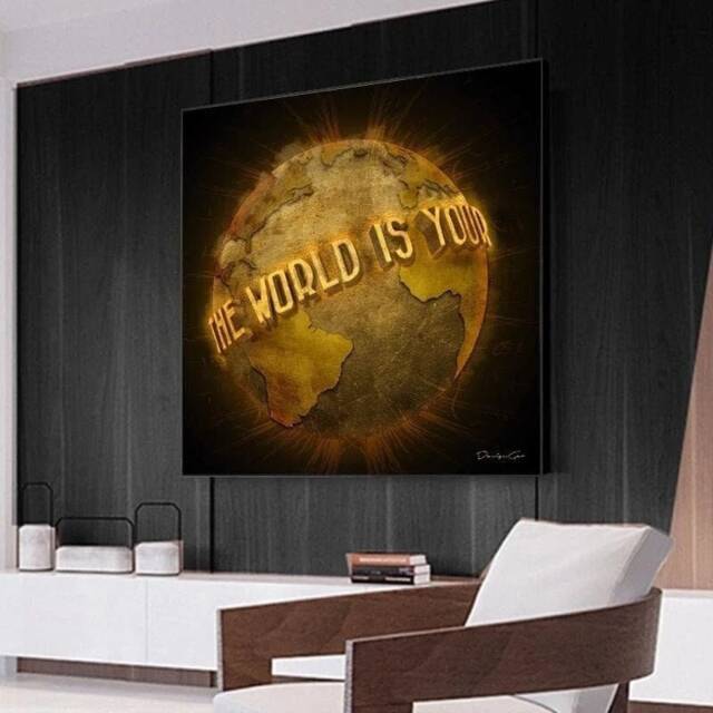 The World Is Yours - Scarface-Inspired Carved Globe Canvas Print A ...