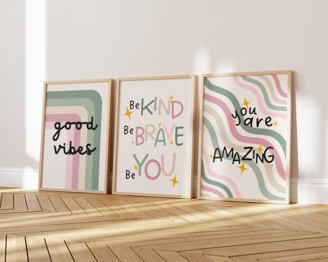 Childrens Affirmation Wall Art - Kids Bedroom Poster Set Of 3 Positive ...