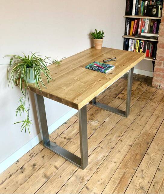 Industrial Style Wooden Desk - Computer Home Office Rustic Reclaimed ...