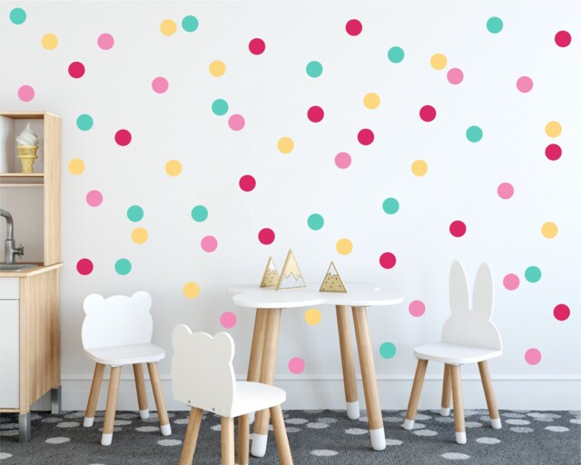 Polka Dot Wall Decals Candy Shop Colors, Playroom Decor - 96 Stickers ...
