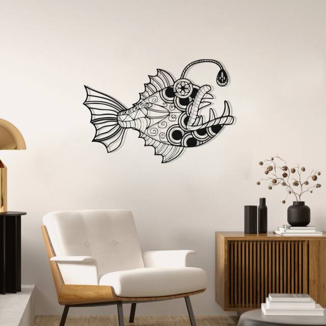 Angler Fish Metal Wall Decor, Deep Ocean Fish, Sea Fishing, Sign ...