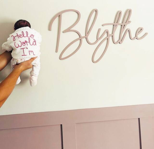 Wooden Name Sign Scribble Font - Wall Art Personalised Baby For Nursery ...