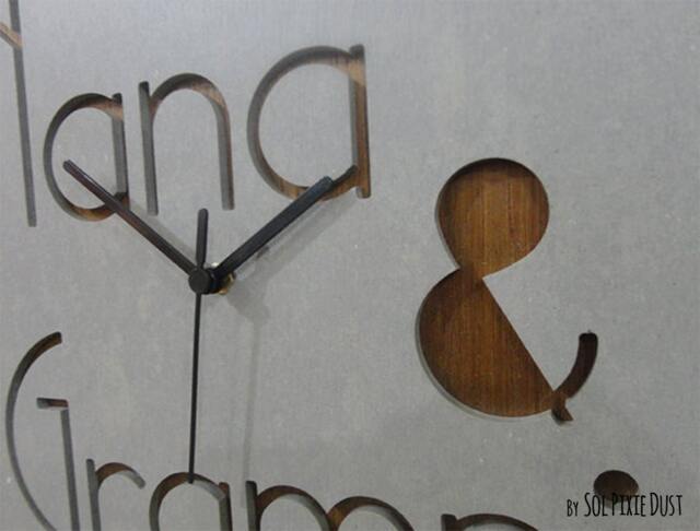 Concrete & Wood Custom Name Wall Clock - Modern Personalized ...