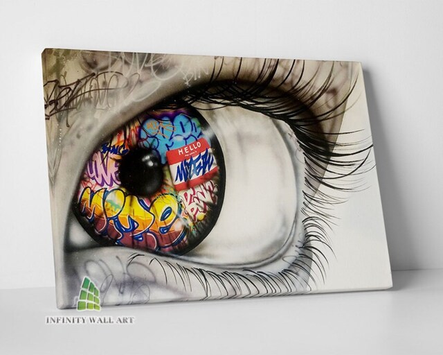 Graffiti Eye Canvas Art Wall Print Picture Banksy Style Framed Decor ...