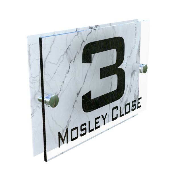 Contemporary Square House Sign Door Number Acrylic Bespoke Modern House ...