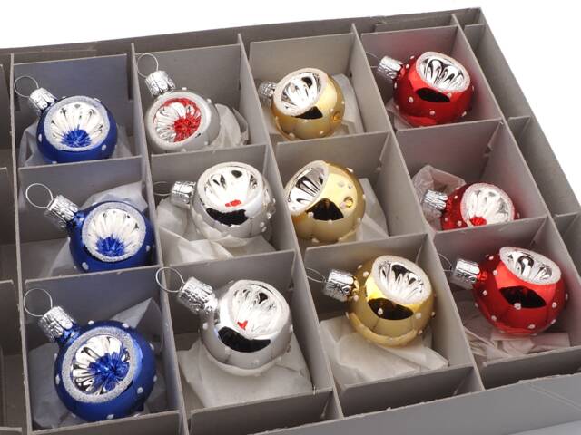 Glass Mini Reflector Indent Christmas Tree Ornament Choose One Piece Or ...