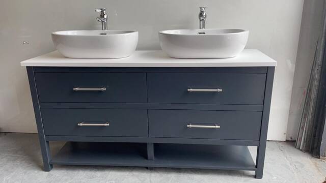 Norton Double Vanity Unit - Bathroom Washstand With Sit-On Basins ...