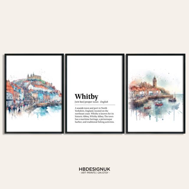 Whitby Poster Set - Of 3 Prints - Watercolour Yorkshire Print Wall ...
