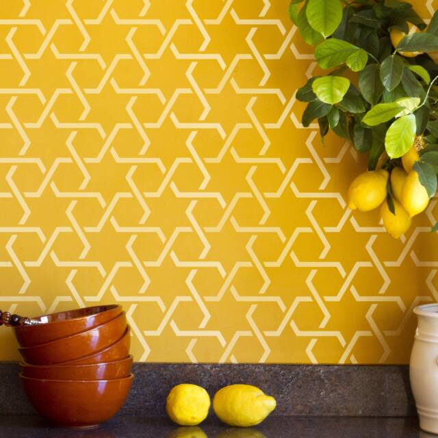 Star Lattice Pattern Wall Stencil - Moroccan Stars Diy/Home Decor ...