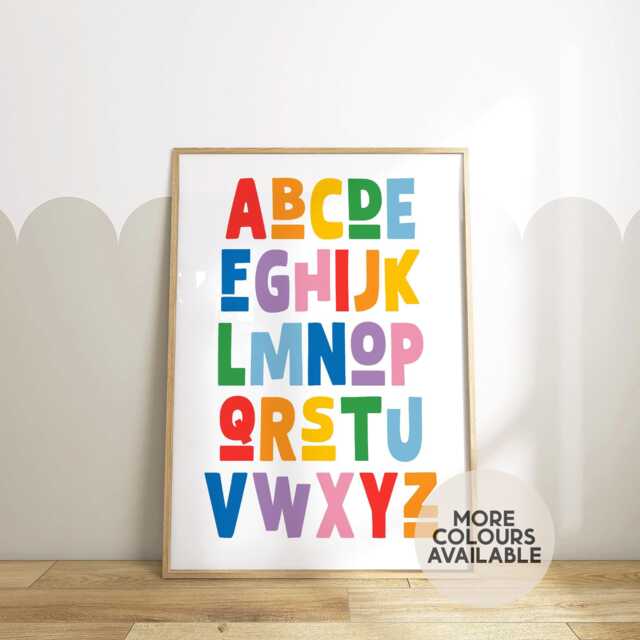 Alphabet Print - Playroom Kids Bedroom Poster Classroom Rainbow ...