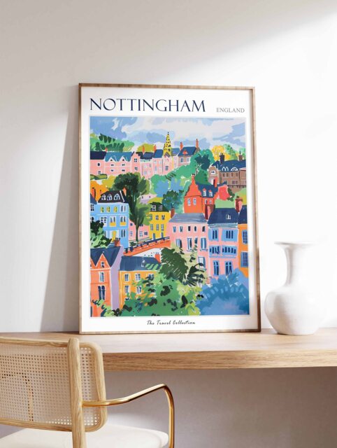 Nottingham Travel Poster Colorful Cityscape Art Print by Etsy ...