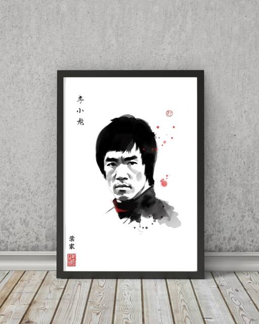 Bruce Lee Print - Wall Art Sumi-E Japanese Ink Brush Ready To Frame ...
