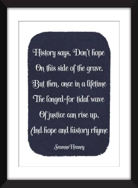 History Says, Don't Hope Verse - Unframed Seamus Heaney Print by Etsy ...
