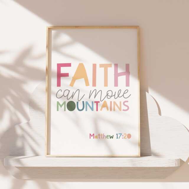 Faith Can Move Mountains, Jesus, Christian Wall Art, Girls Bedroom ...