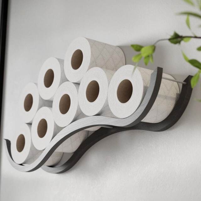 Wall Mount Toilet Paper Holder, Wood Tp Floating Storage Shelf For ...