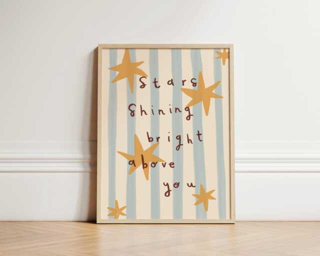 Stars Bright Above You Print, Star Nursery Illustration Wall Art, Boho ...