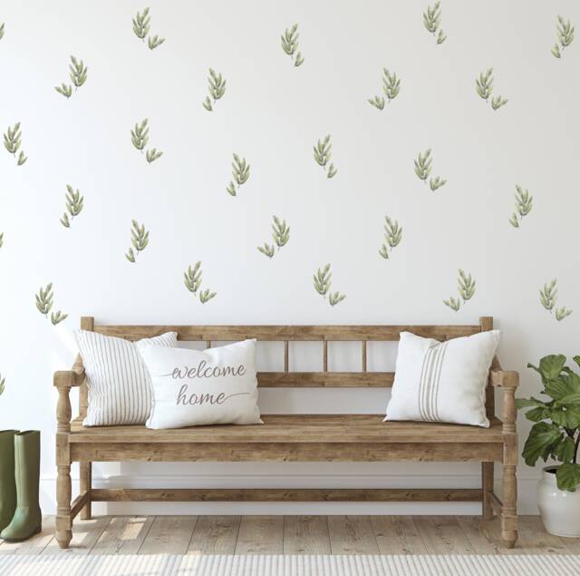 Wall Decal Set - 56Pk Olive Leaves Wall Decals Nursery Decal Bedroom ...