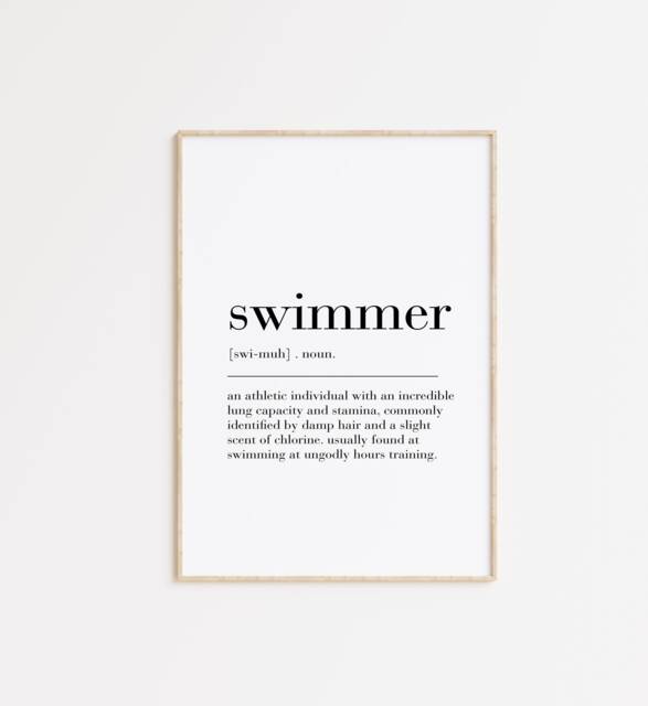 Swimmer Definition, Sign, Wall Decor, Definition Print, Swimmer, Poster ...