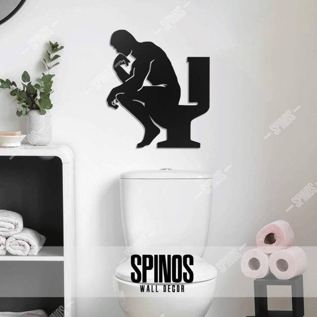 Funny The Thinker Toilet Wood Sign - Bathroom Wall Decor by Etsy ...