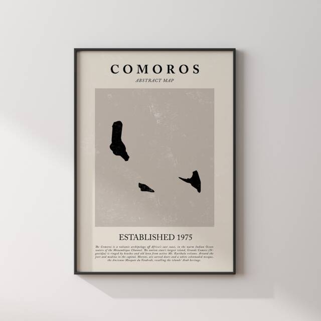 Comoros Map Vintage Abstract Wall Art Print Picasso + Matisse Inspired ...