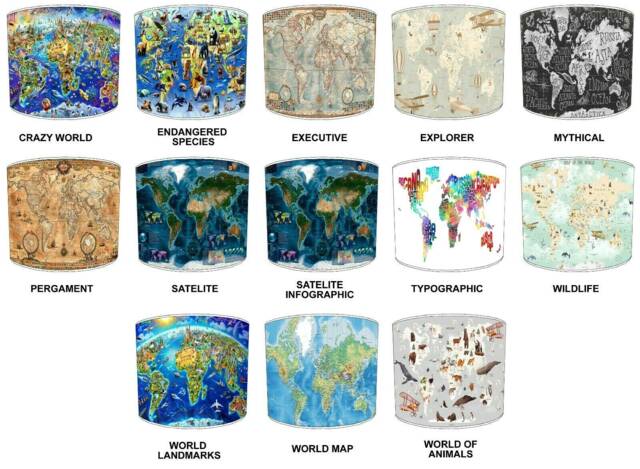 World Maps Atlas Drum Lampshade For Ceiling Light Pendant Table Lamp ...