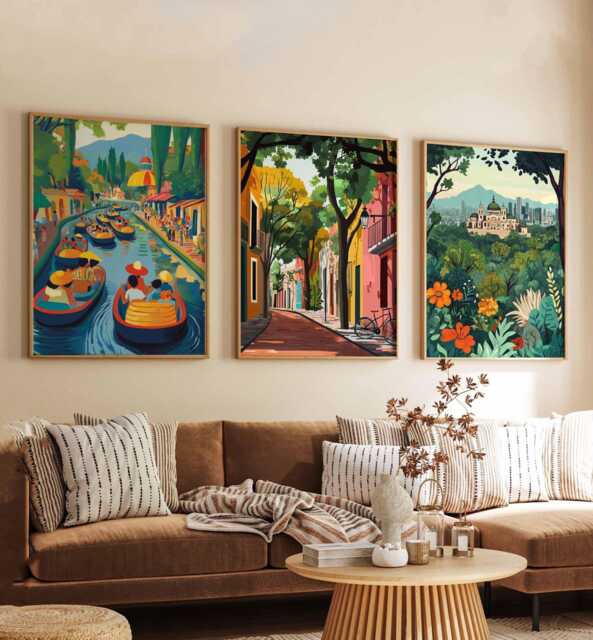 Set Of 3 Mexico City Posters, Travel Prints, Mexican Wall Art Set ...