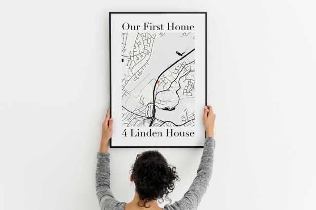 Unique Home Map, Our First Home, Personalised Living Room Wall Art ...