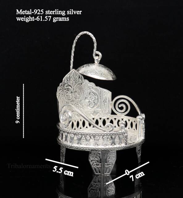 925 Pure Sterling Silver Handmade Divine Singhasan, Idol Krishna Bal ...