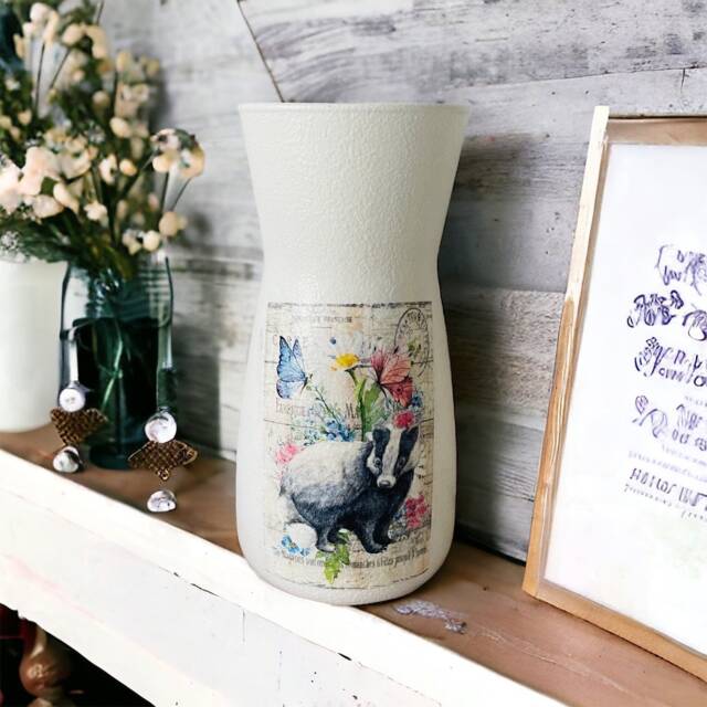 Badger Themed Flower Vase, Home Decor, Decorations, Gifts, Lovers ...