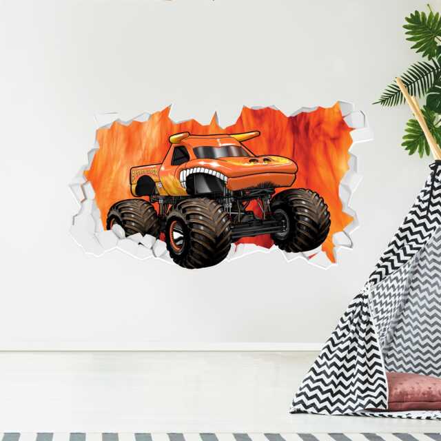 Monster Jam Wall Sticker - El Toro Loco Driving Through Broken Decal ...