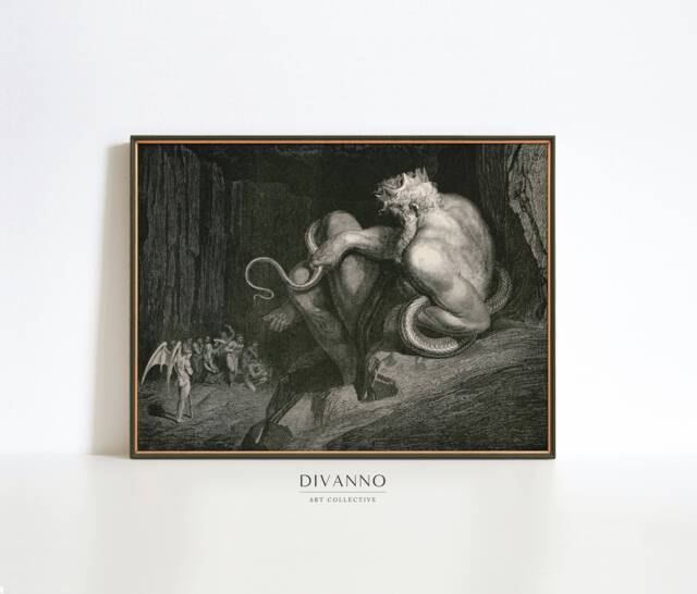 Antique King Minos in Hell Print, Dore Inferno Poster, Halloween Home ...