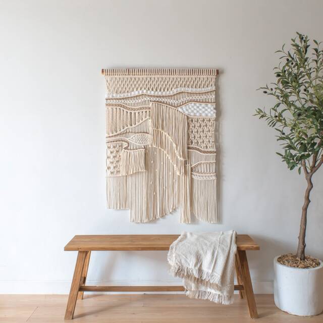 Abstract Fiber Macrame Wall Art, Unique Textured Decor, Japandi Large ...