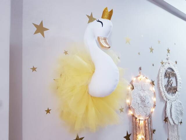 Swan Head Wall Mount Nursery Decor, Princess Hanging, Decor Plush ...