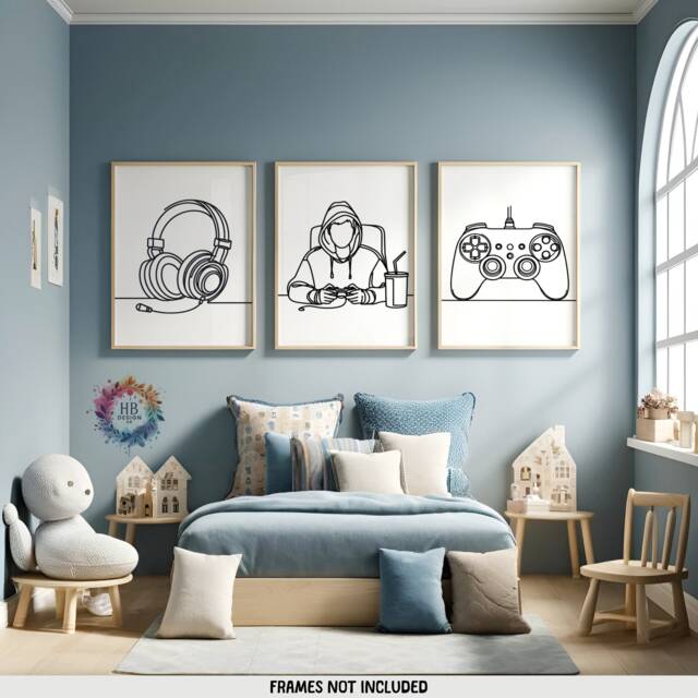 Minimalist Gaming Prints - Set Of 3 Gamer Posters - Boys Bedroom Decor ...