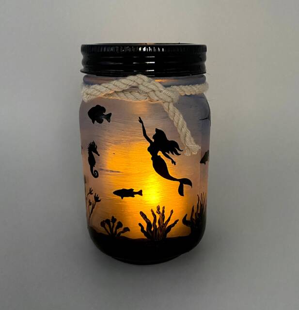 Mermaid Mason Jar Lantern Undersea Nightlight With Flameless Led by ...