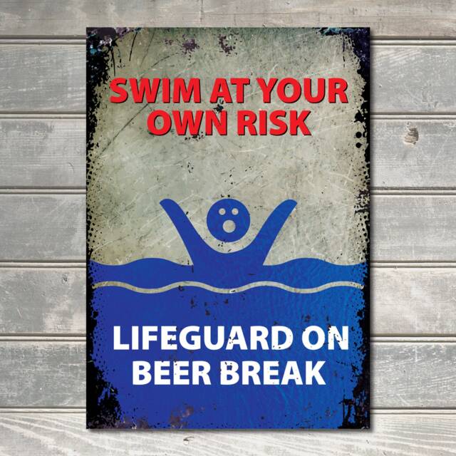 Swim At Your Risk Sign Pool Rules Indoor/Outdoor Wall Decor Metal ...