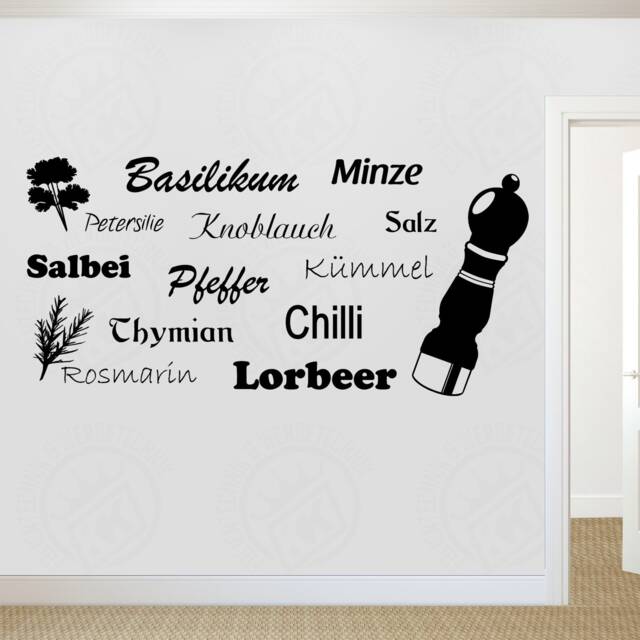 Wall Decal Spices Herbs Kitchen Lettering Wall Motif Many Colors ...