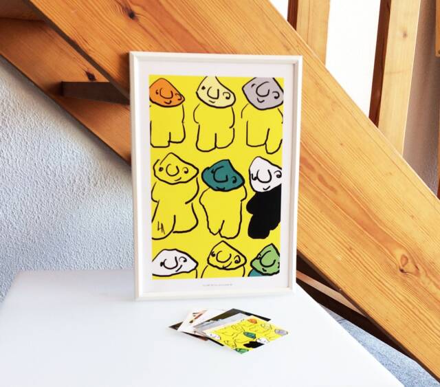 Children's Bedroom Illustration - Original Yellow Poster Of A Drawing ...