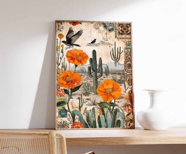 Vintage Mexican Poster, Prints, Decor, Traditional Latin Floral Print ...