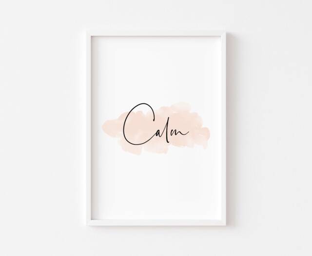 Calm Print - Watercolour Bedroom Wall Art Inhale Exhale Decor Home ...