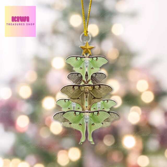 Luna Moths Christmas Tree Ornament, 2D Flat Luna Moth Ornament, Insect ...