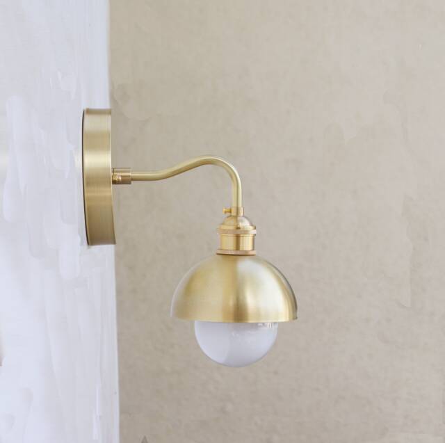 Solid Brass Wall Sconce Light With Solid Round Brass Shade, Wall Sconce ...