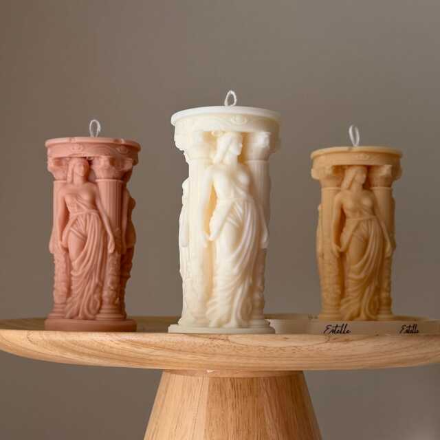 Caryatid Greek Column Candle- Shaped Soy New Home Gift Idea- Handmade ...
