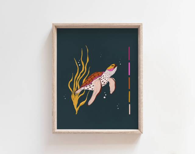 Sea Turtle Wall Art Print Ocean Decor Coral Reef Summer Puerto Rico ...