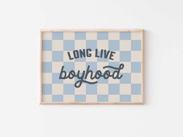 Long Live Boyhood Print Blue Checkered Kids Room Decor by Etsy ...