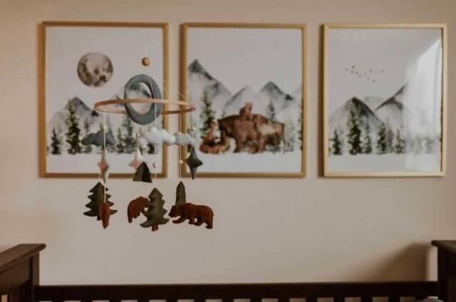 Mountain Mobile, Felt Grizzly Bear Crib Camp Baby Baby Boy Nursery ...