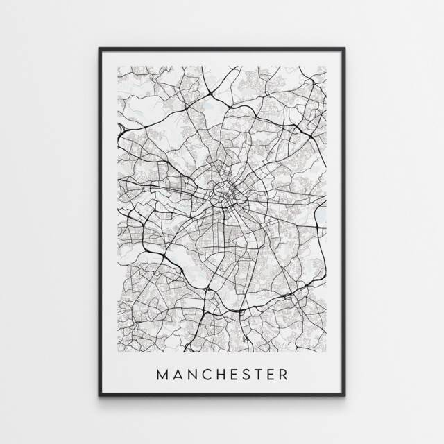Manchester Map Print - Minimal Poster Art by Etsy | ufurnish.com