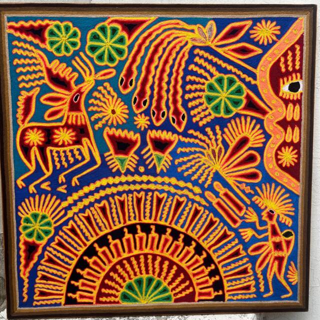 Huichol Mexican Yarn Painting For Wall. Art Picture To Wall Decoration ...